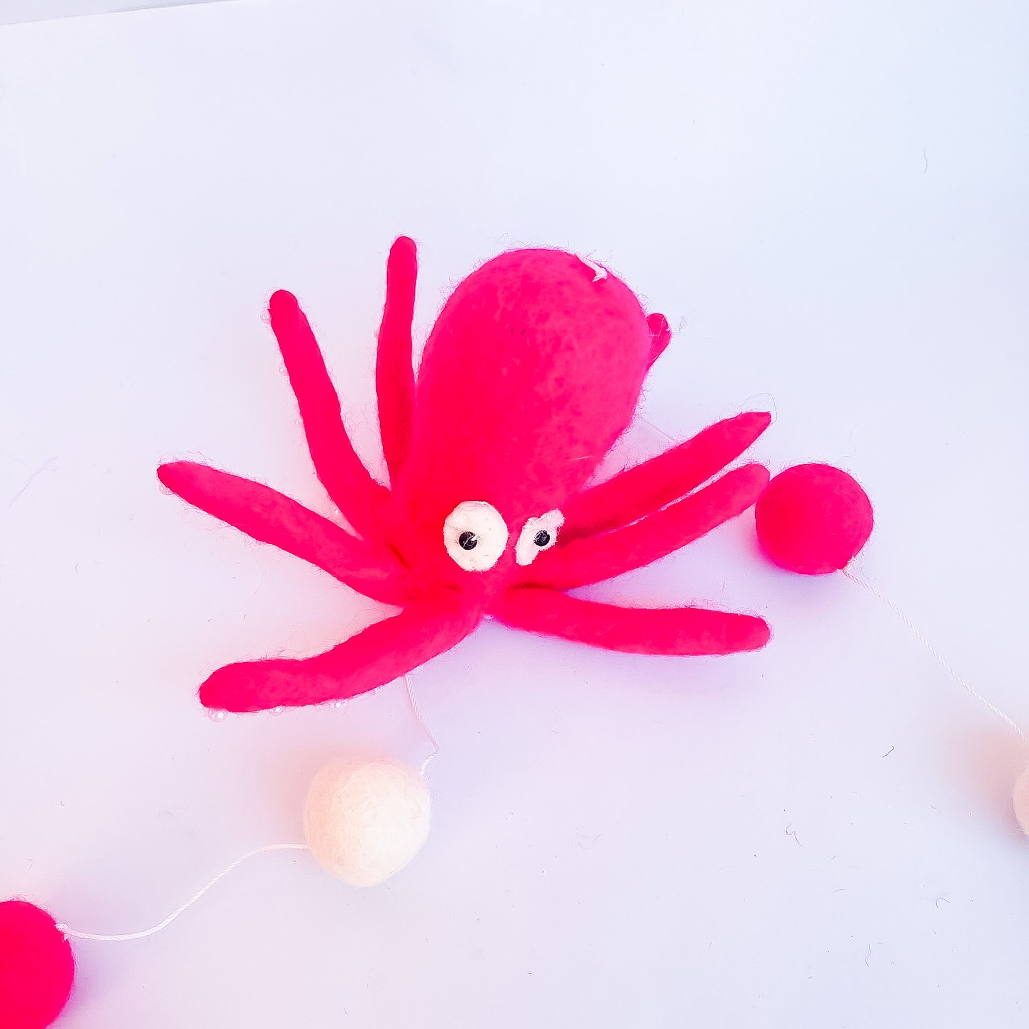 Pink Octopus Felted Hanging, Xmas Decoration, Gift for Kids, Handmade ...