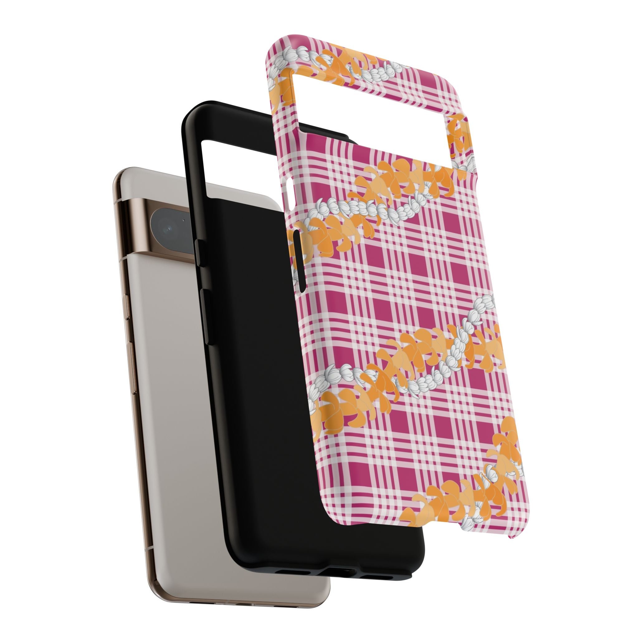 Puakenikeni and Pikake Lei on Pink Palaka Print Print Phone Case ...