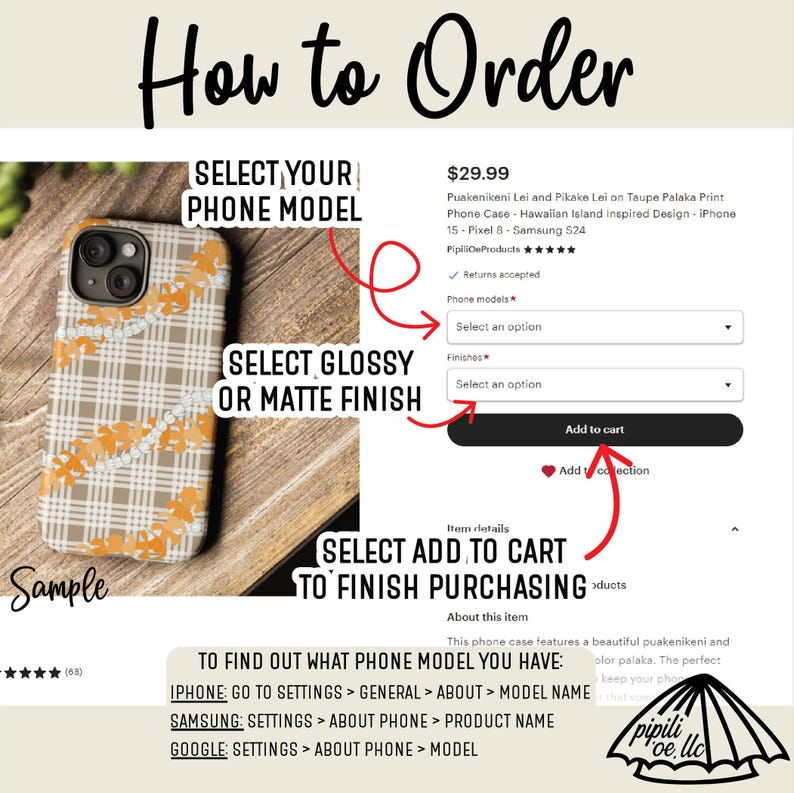 Puakenikeni and Pikake Lei on Pink Palaka Print Print Phone Case ...
