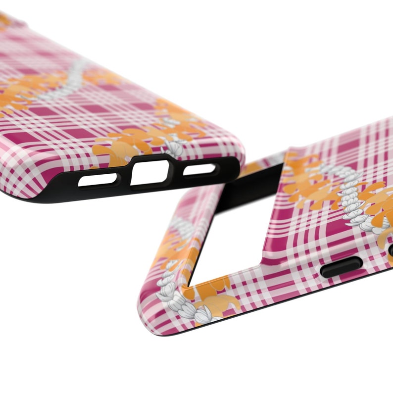 Puakenikeni and Pikake Lei on Pink Palaka Print Print Phone Case ...