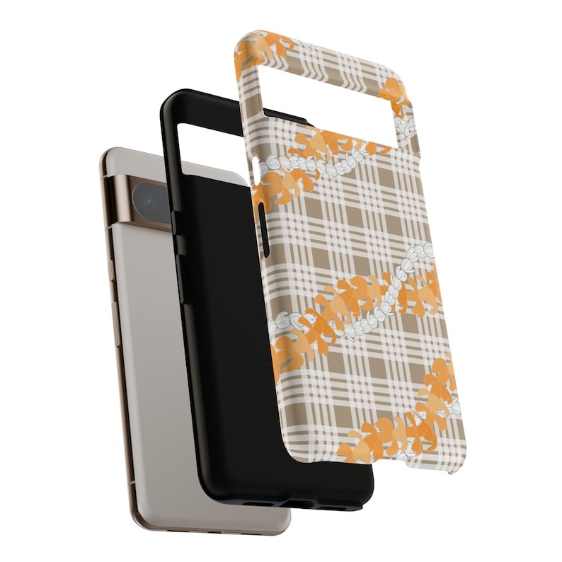 Puakenikeni Lei and Pikake Lei on Taupe Palaka Print Phone Case ...