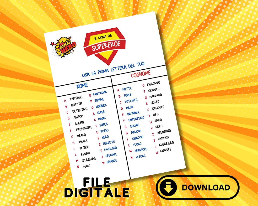 Printable Superhero Birthday Party Game, What's Your Superhero Name ...