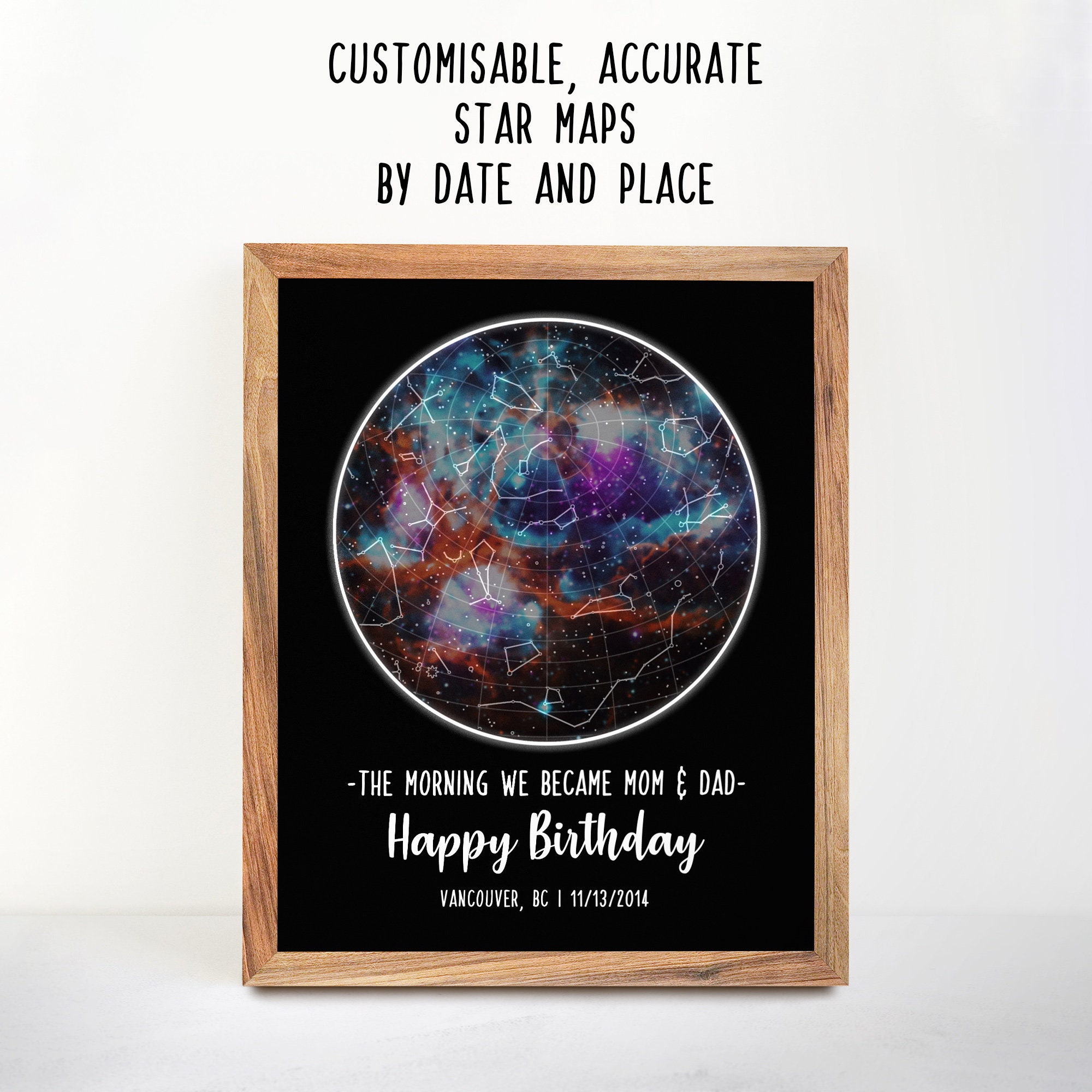 Customisable Star Map by Date Personalised Map of the Stars - Etsy