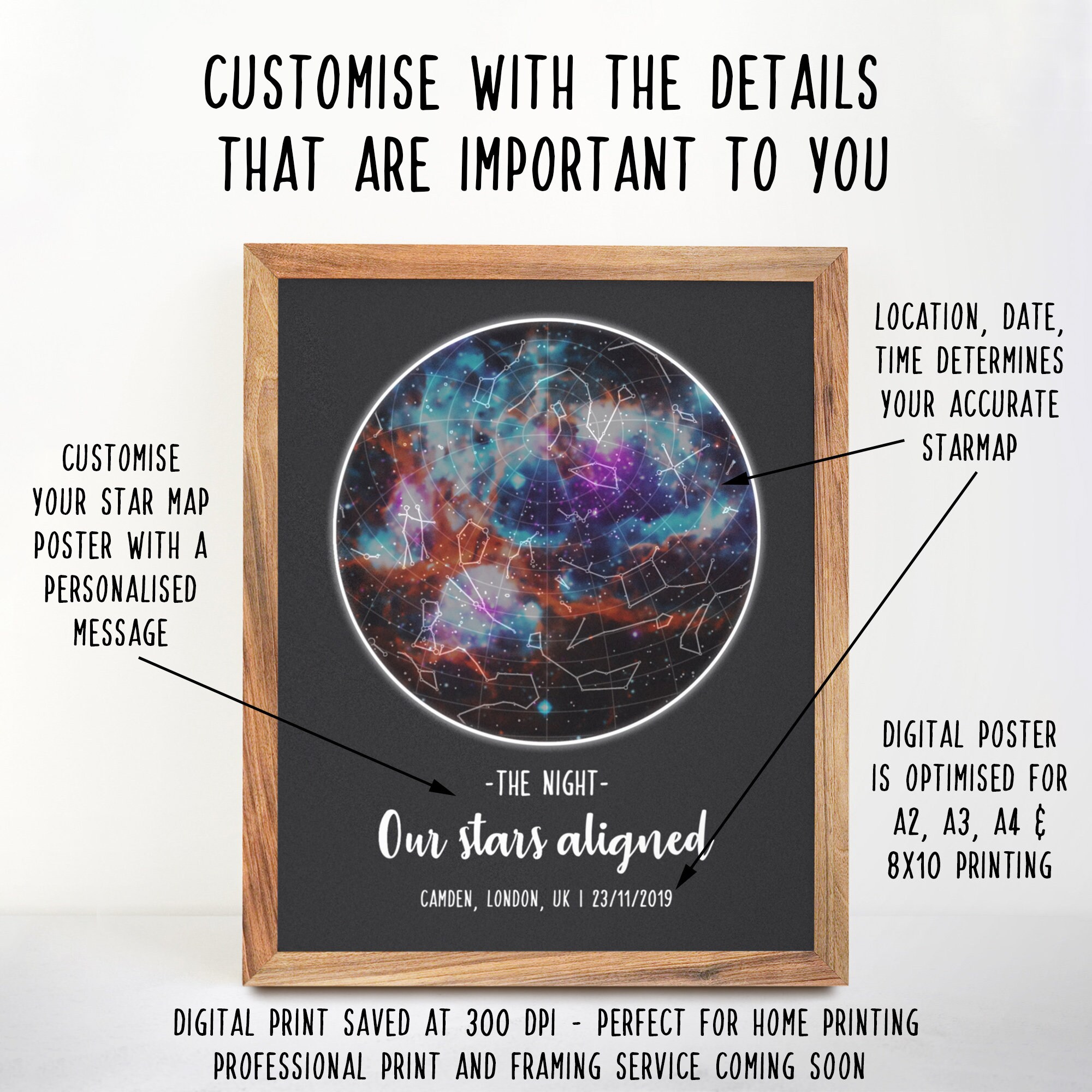 ACCURATE Custom Star Map by Date Personalised Sky Map - Etsy UK