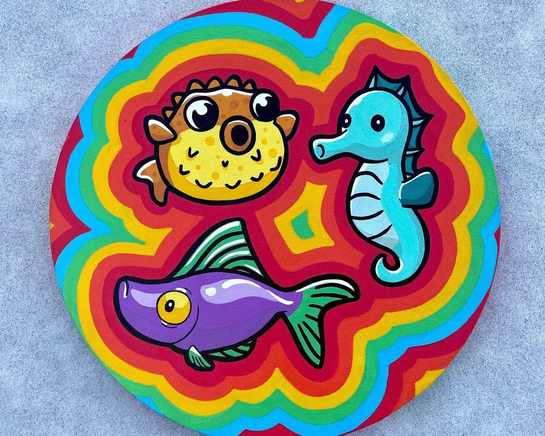 Rainbow Fish Sea Creatures Original Painting - Etsy