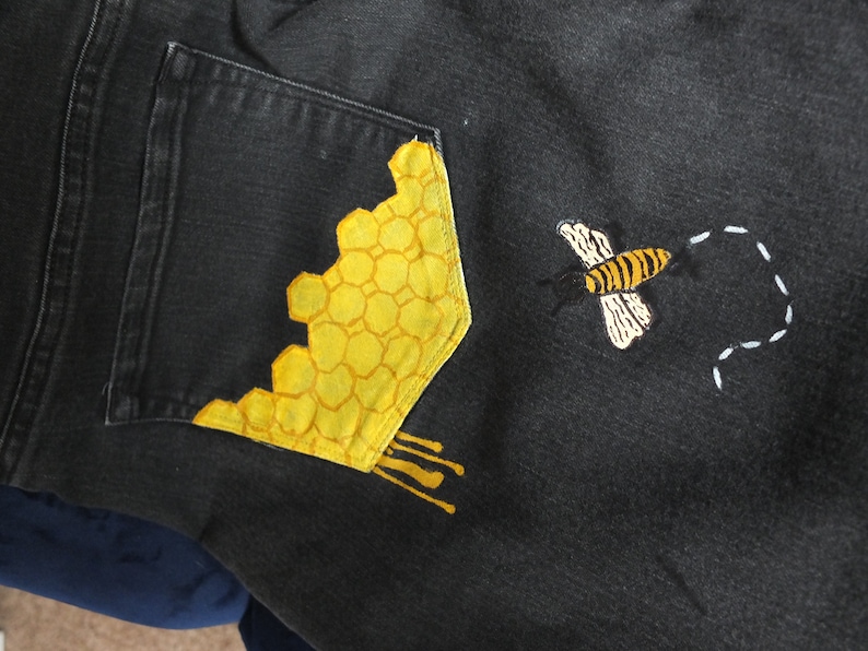 Busy Bee Midrise Hand Painted Jeans - Etsy