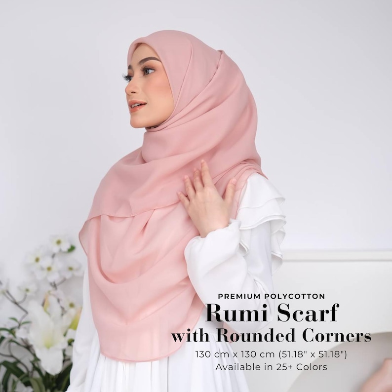 RUMI Scarf With Rounded Corners, Large Square Hijab Scarf, Lightweight ...