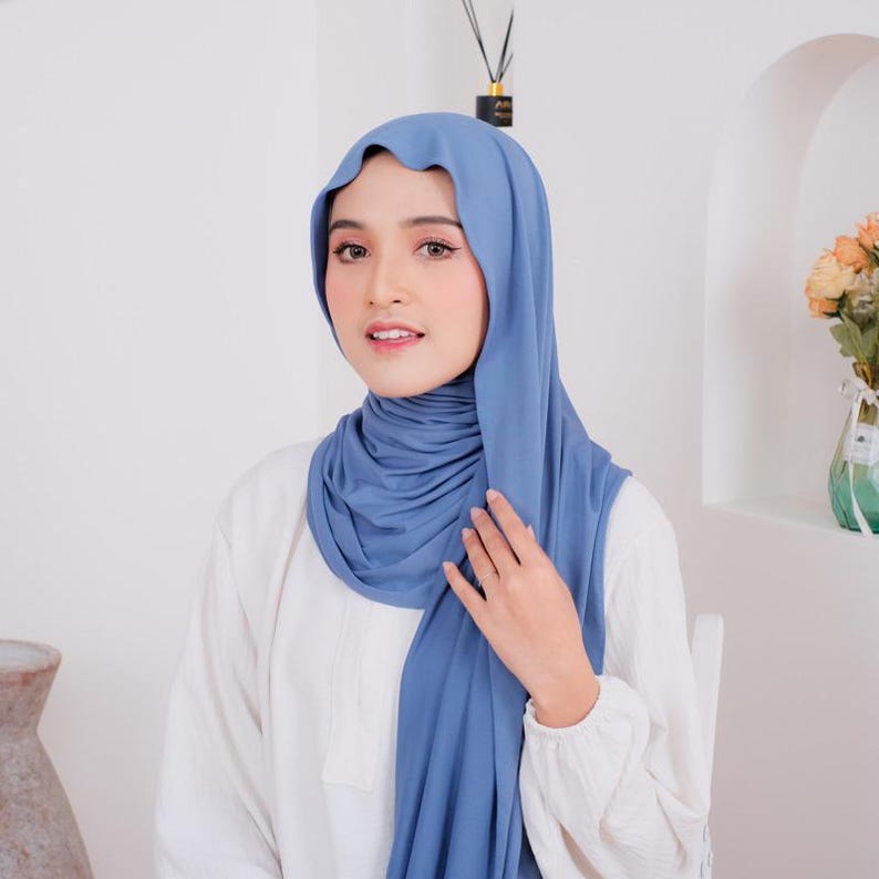 AURELLE Scarf, 30 Colors Jersey Hijab Shayla Turban, Black Blue Navy ...