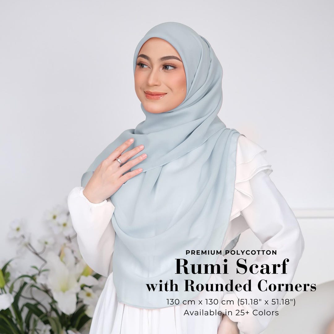 RUMI Scarf With Rounded Corners, Large Square Hijab Scarf, Lightweight ...