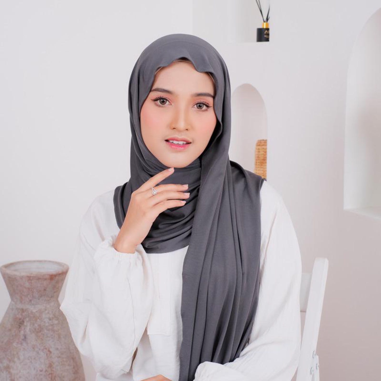 AURELLE Scarf, 30 Colors Jersey Hijab Shayla Turban, Black Blue Navy ...
