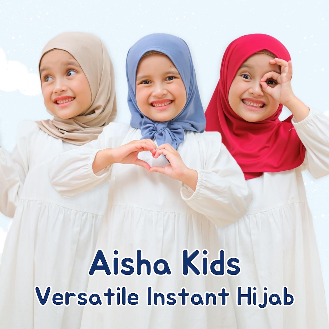 AISHA Kids Versatile Instant Hijab, 2 Sizes & 11 Colors Premium Jersey ...