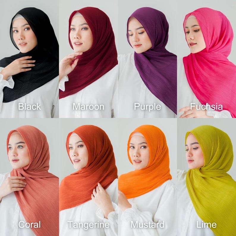 CYRA Scarf, 40 Colors Pleated Hijab Shayla, Textured Plissé Headscarf ...