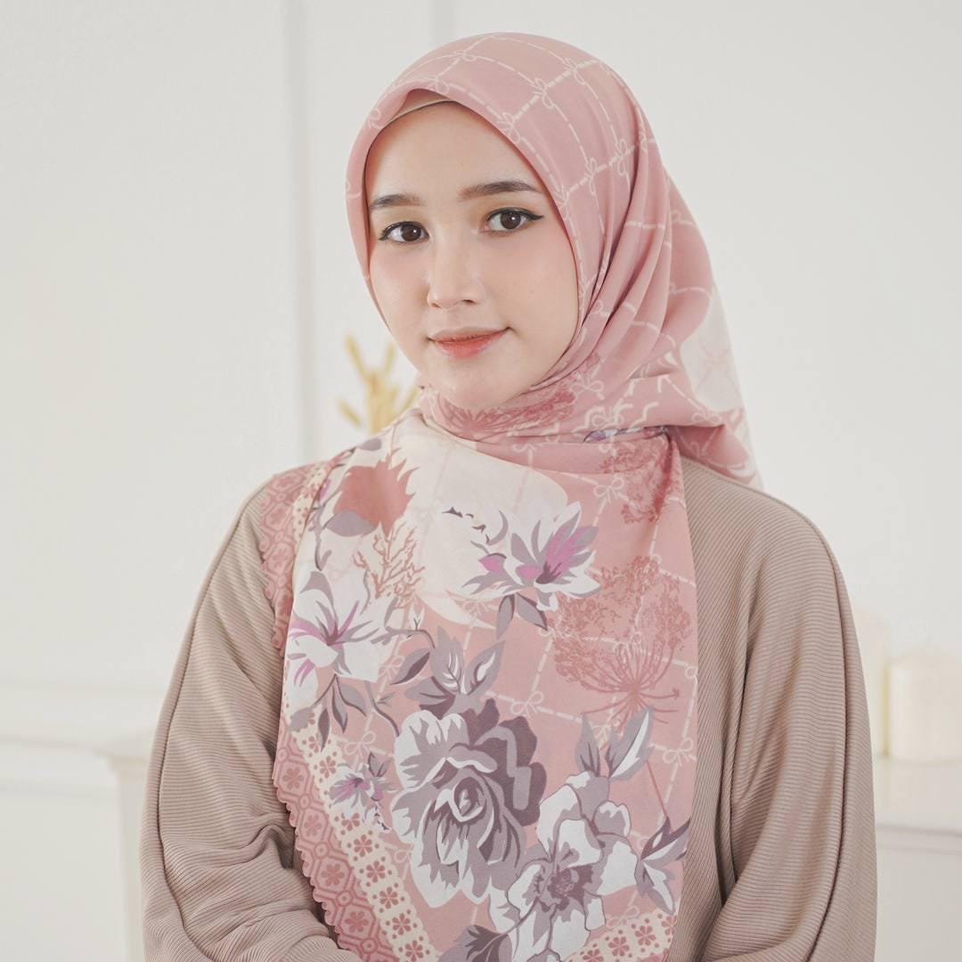 AMEERA Scarf, 4 Colors Premium Voile Floral Square Hijab Headscarf, Lightweight Shawls Scarves ...