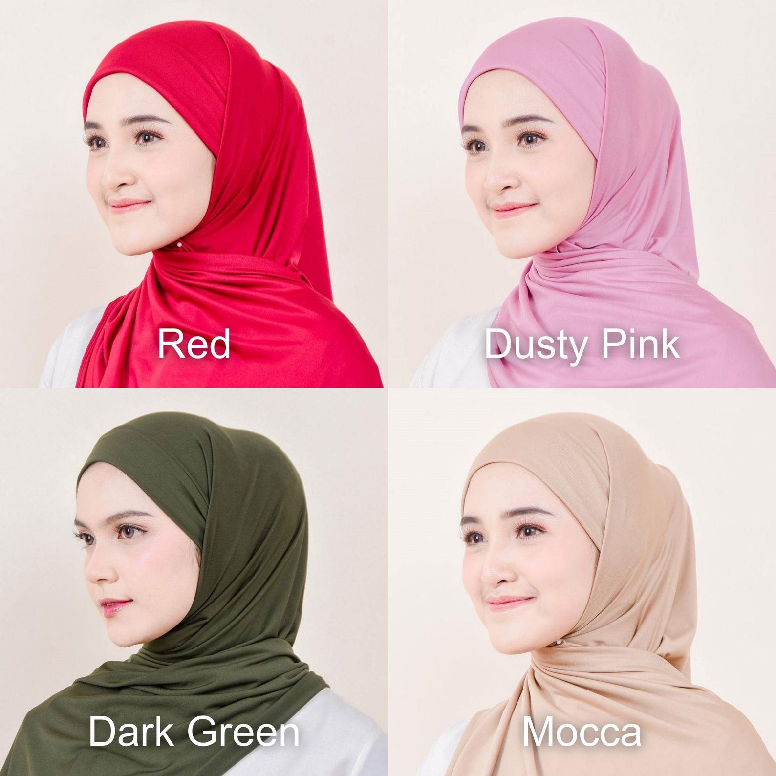 NAJLAA Semi-instant Hijab Scarf With Back Ties, 12 Colors Jersey Hijab ...