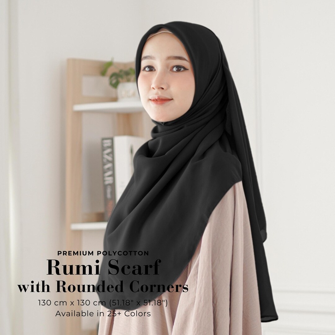 RUMI Scarf With Rounded Corners, Large Square Hijab Scarf, Lightweight ...