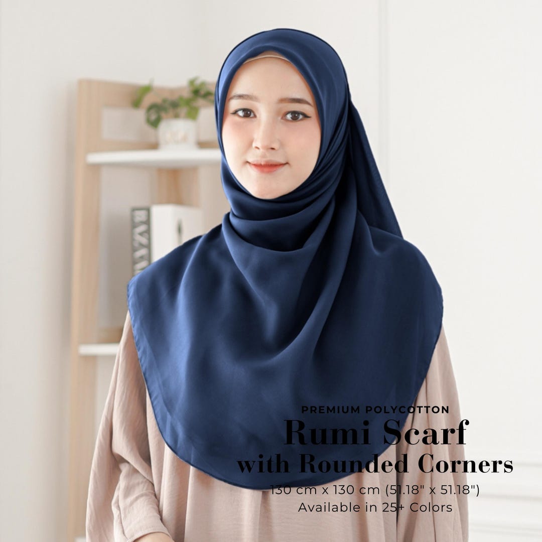 RUMI Scarf With Rounded Corners, Large Square Hijab Scarf, Lightweight ...