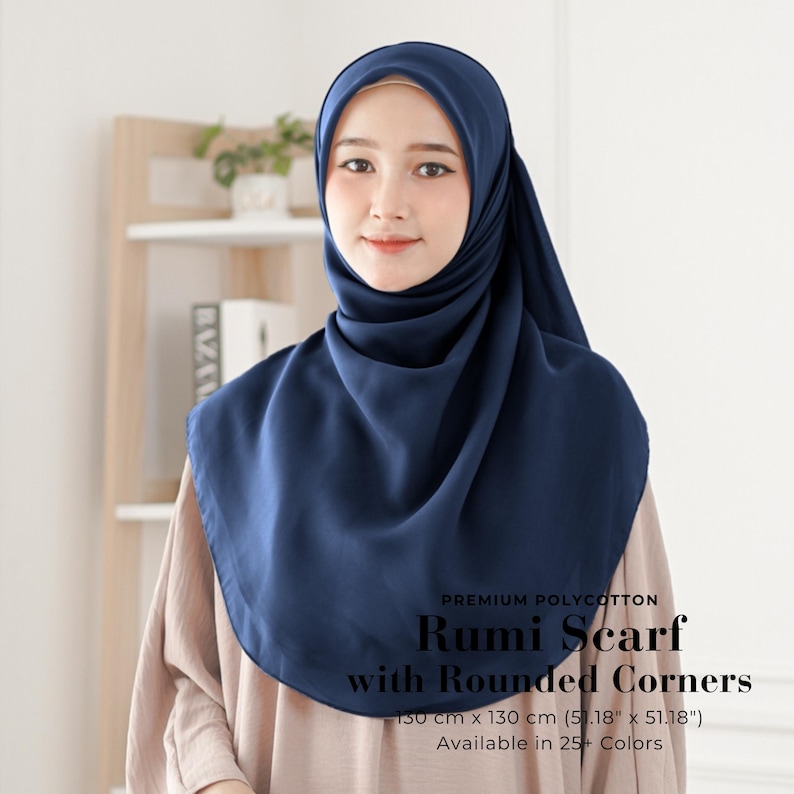 RUMI Scarf With Rounded Corners, Large Square Hijab Scarf, Lightweight ...