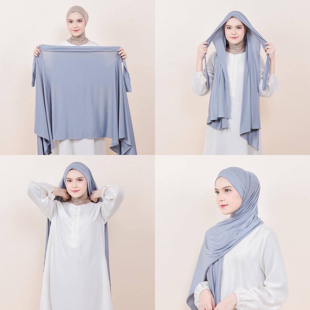 NAJLAA Semi-instant Hijab Scarf With Back Ties, 12 Colors Jersey Hijab ...