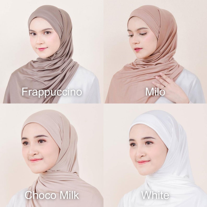 NAJLAA Semi-instant Hijab Scarf With Back Ties, 12 Colors Jersey Hijab ...