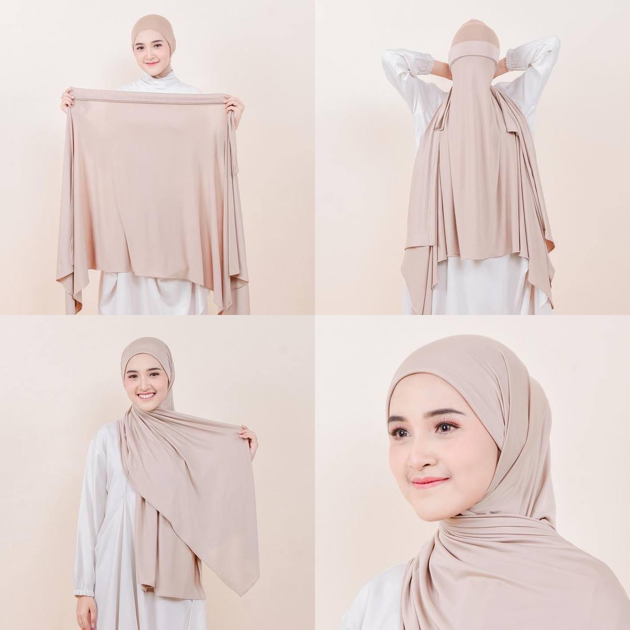 NAJLAA Semi-instant Hijab Scarf With Back Ties, 12 Colors Jersey Hijab ...