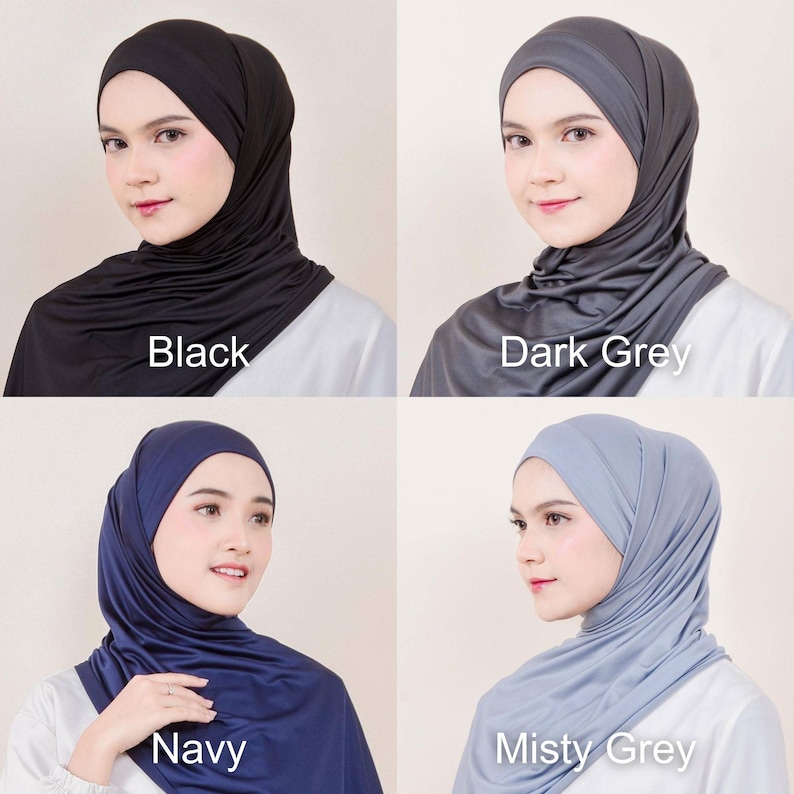 NAJLAA Semi-instant Hijab Scarf With Back Ties, 12 Colors Jersey Hijab ...