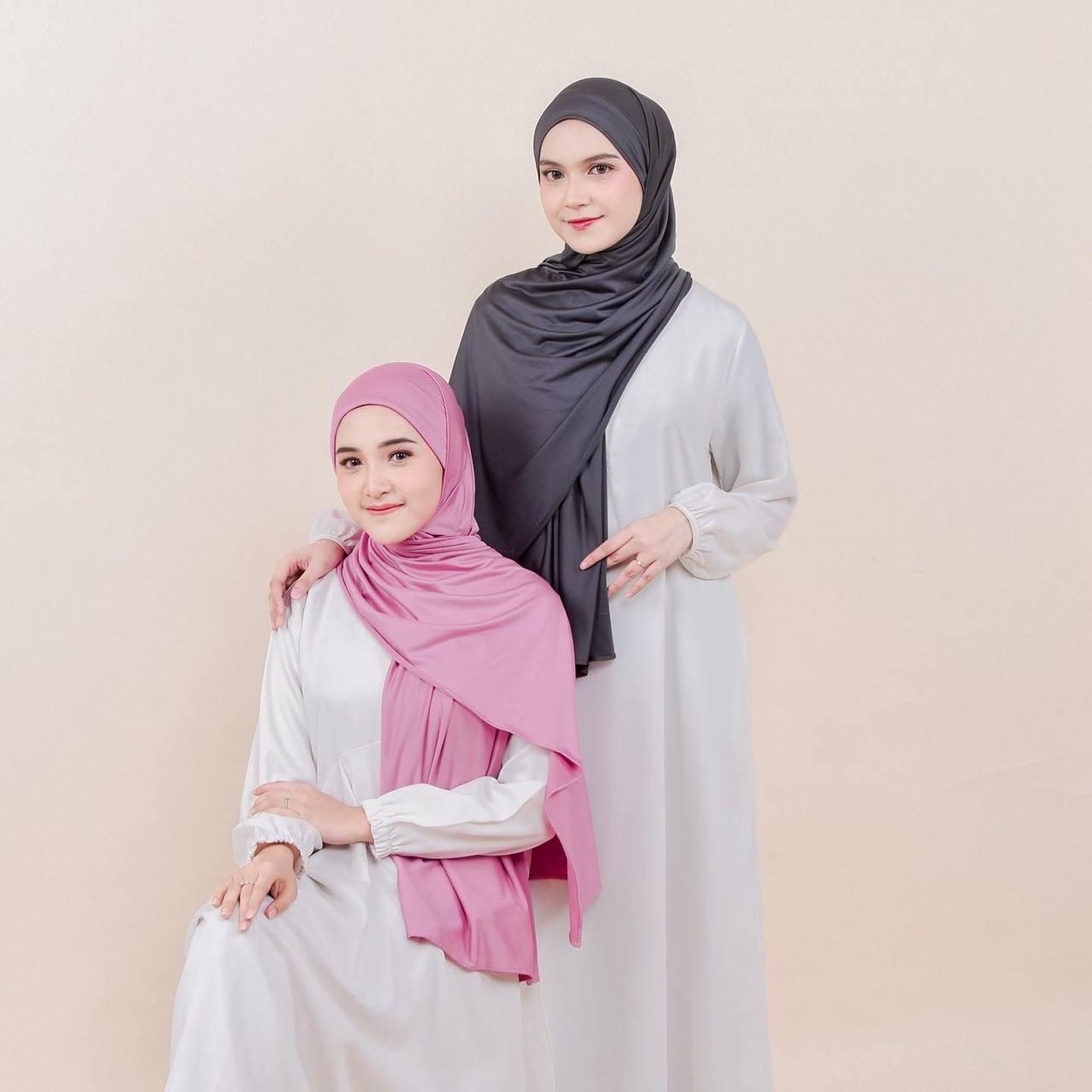 NAJLAA Semi-instant Hijab Scarf With Back Ties, 12 Colors Jersey Hijab ...