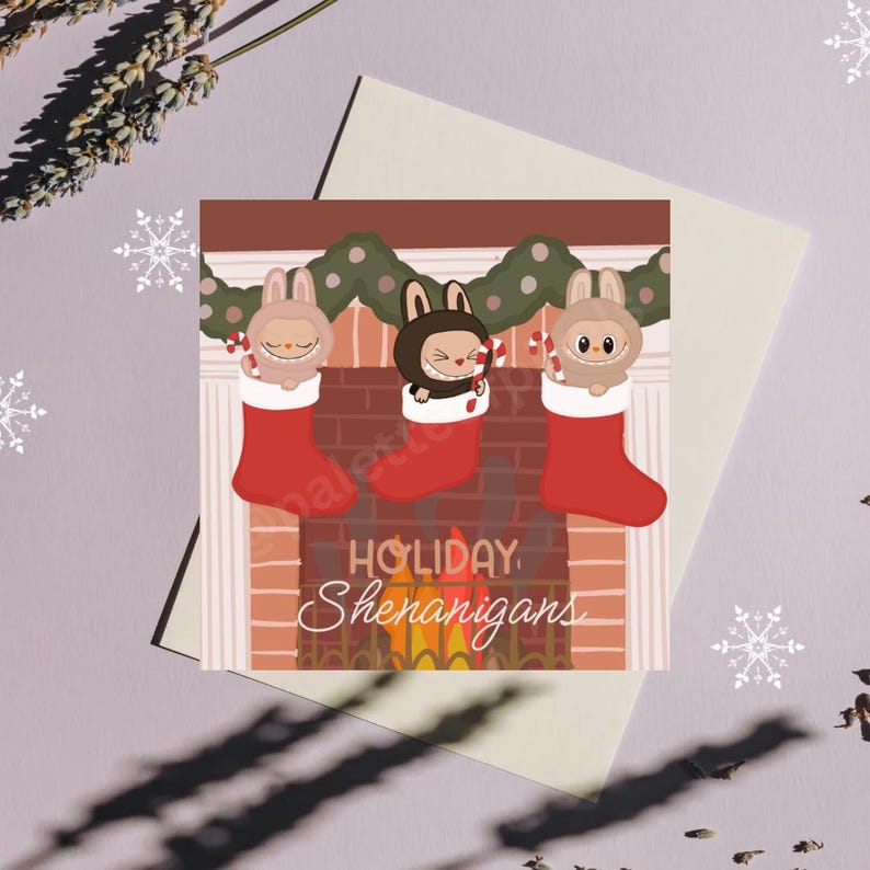 Labubu Christmas/holiday Card - Etsy