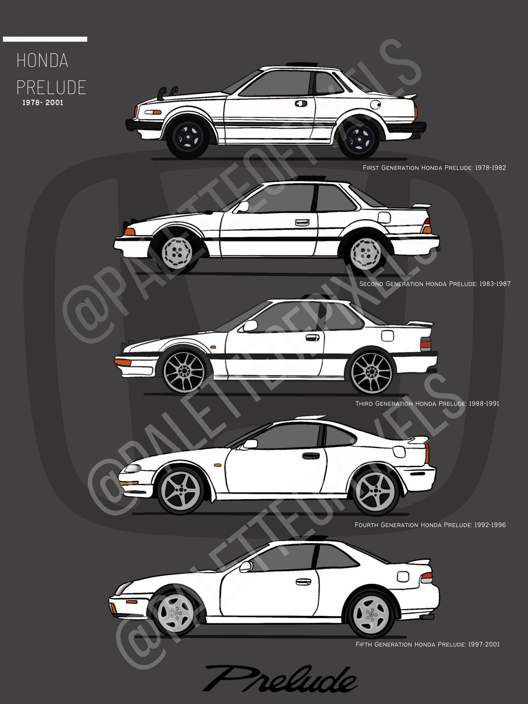 Honda Prelude 1st to 5th Generation Poster Print - Etsy