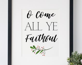 O Come All Ye Faithful Print, Instant Digital Download, Christmas ...