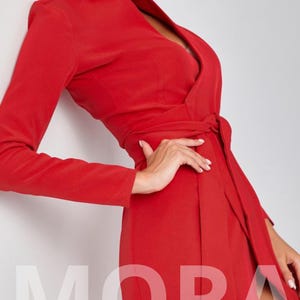 Wrap Midi Dress, Red Wrap Dress for Women, Elegant Wrap Dress for Women ...