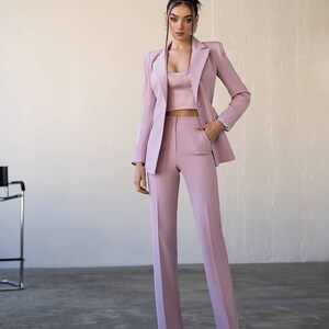 Dusty Pink Pantsuit Formal Womens, Classic Fit Pantsuit for Tall Women ...