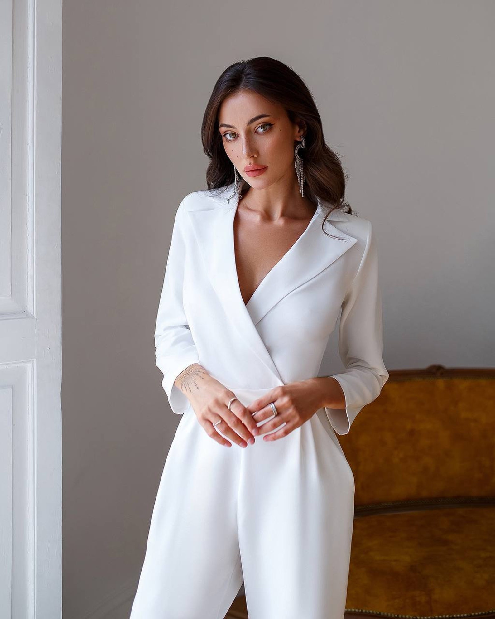 White Formal Jumpsuit Womens Bridal White Jumpsuit Women - Etsy