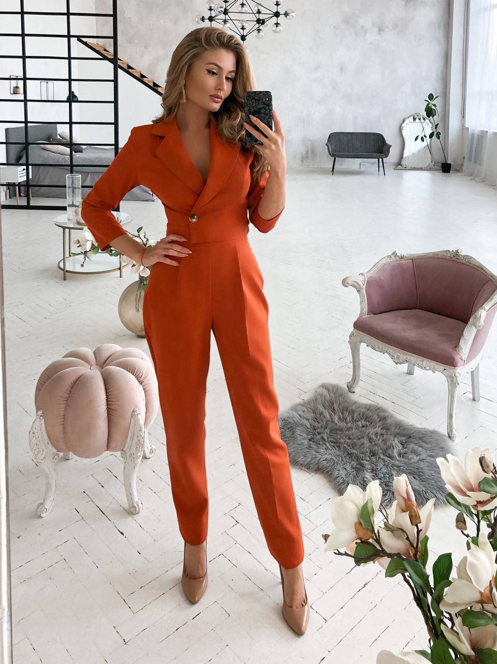 Terracotta Formal Jumpsuit for Women Formal Women's - Etsy