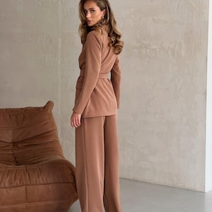 Burnt Caramel Formal Blazer Trouser Suit for Tall Business Women ...