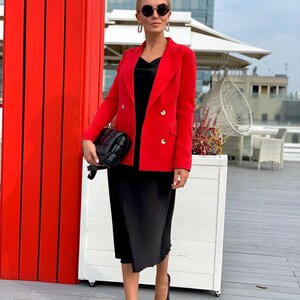 Red Jacket for Women, Red Wool Blazer Womens, Classic Womens Blazer ...