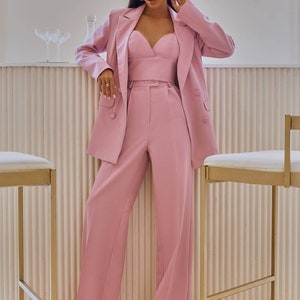 Dusty Pink Blazer Trouser Suit for Women Dusty Pink Pantsuit - Etsy