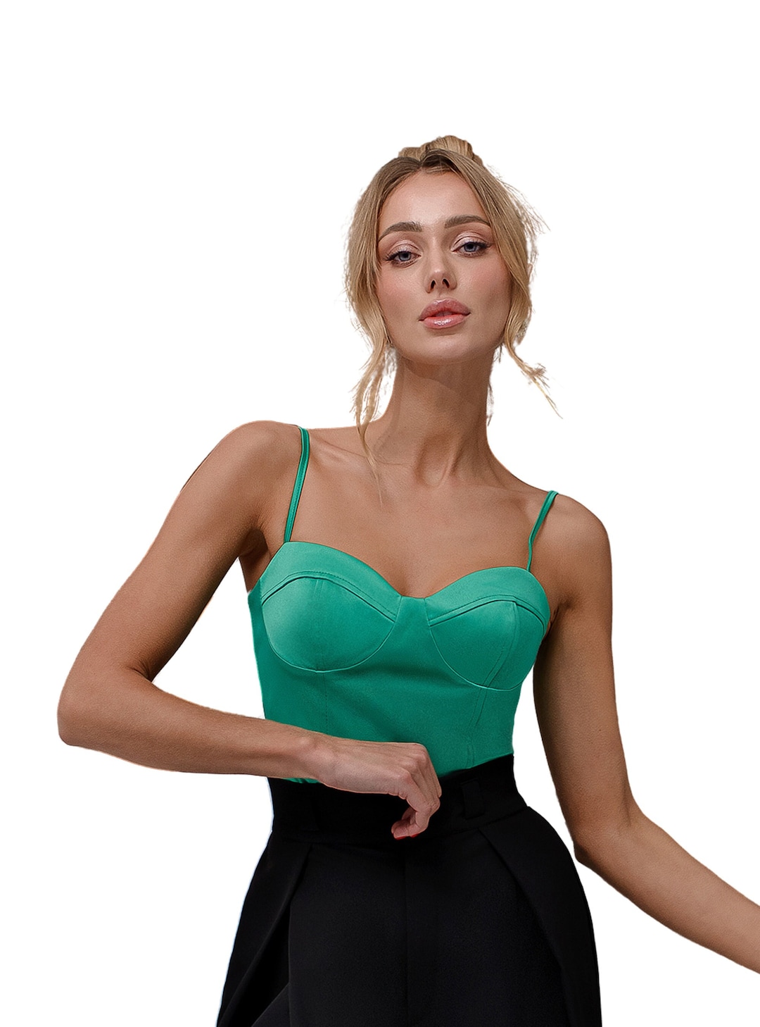 Green Satin Top for Women, Corset Top, Bustier Top, Purple Bustier Top ...