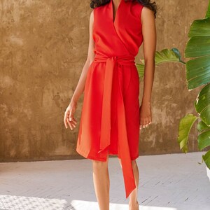 Red Wrap Mini Dress Red Wrap Dress for Women V-neck Dress - Etsy