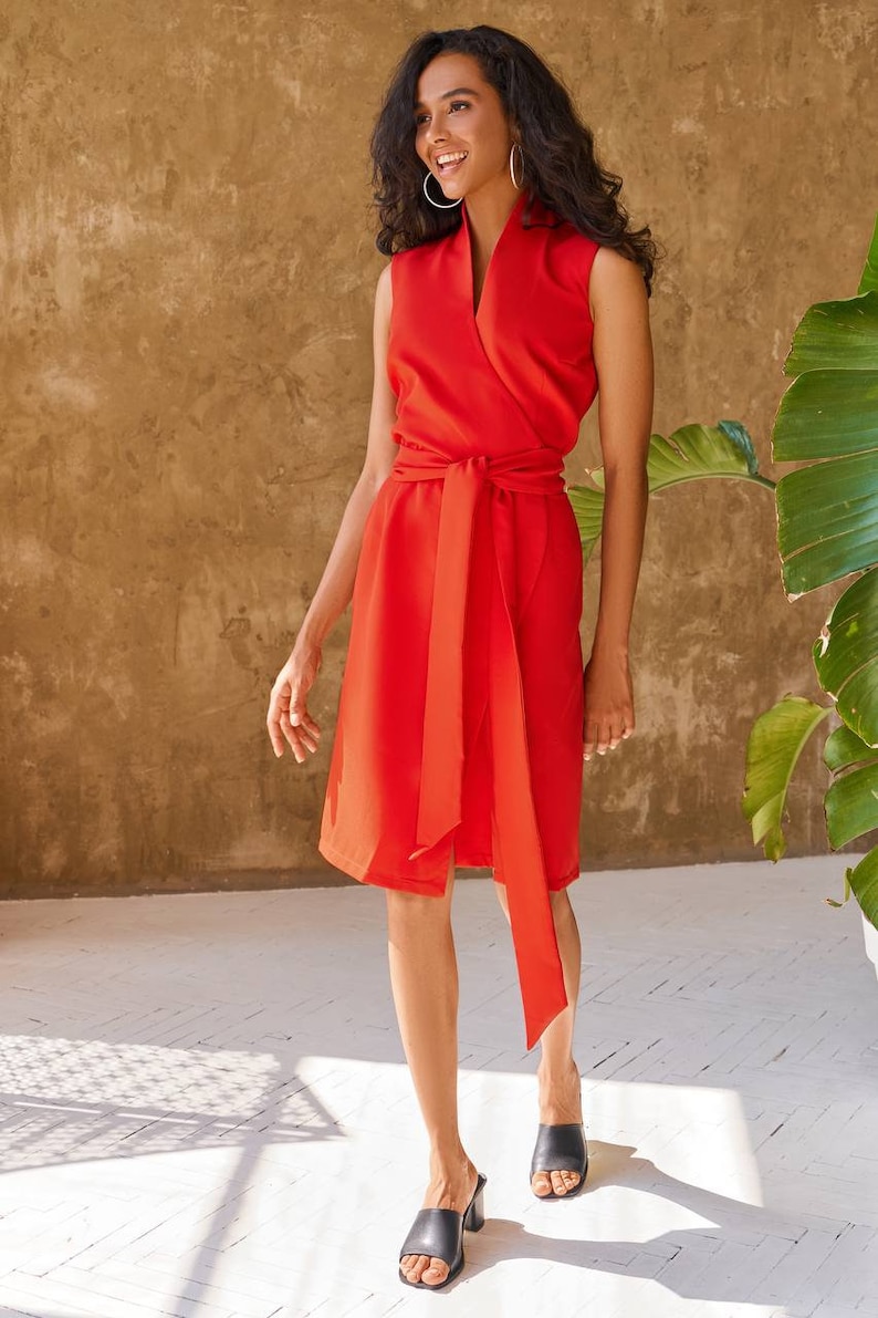 Red Wrap Mini Dress Red Wrap Dress for Women V-neck Dress - Etsy
