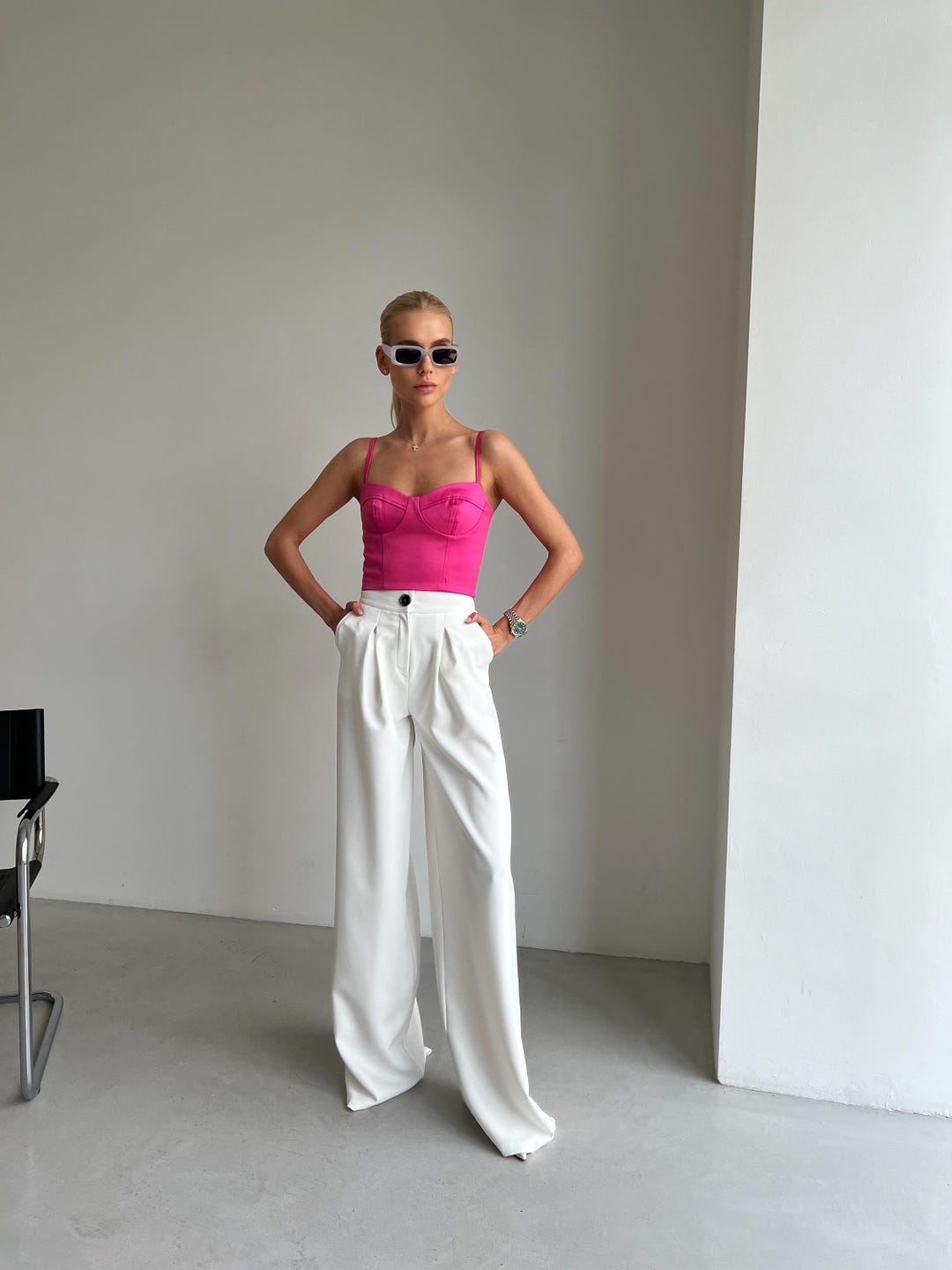 White Wide Leg Extra Long Pants Single Pleat for Tall Women - Etsy