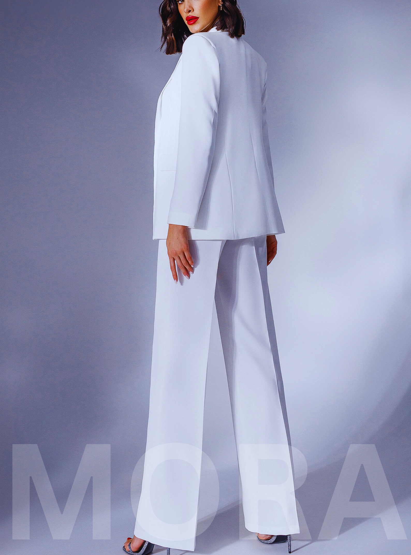 Formal White 3-piece Suit for TALL Women , Elopement Pantsuit for Bride ...