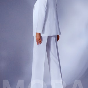 Formal White 3-piece Suit for TALL Women , Elopement Pantsuit for Bride ...