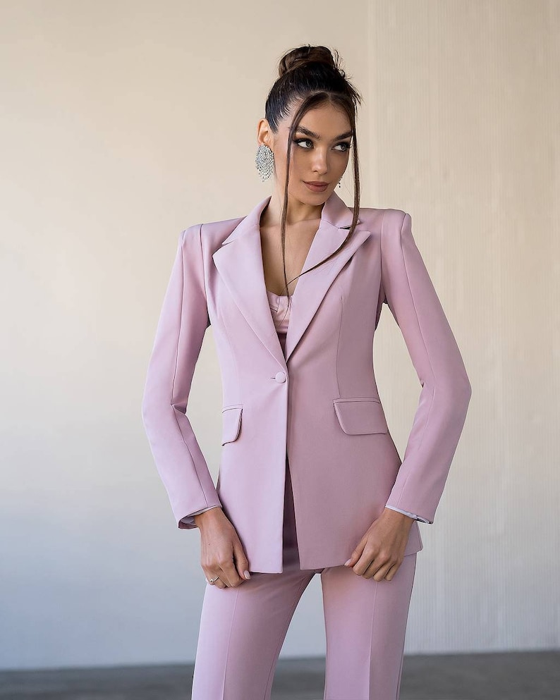 Dusty Pink Pantsuit Formal Womens, Classic Fit Pantsuit for Tall Women ...