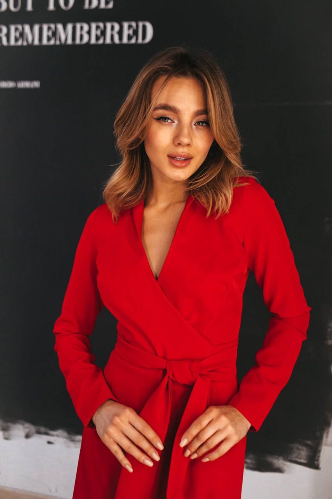 Wrap Midi Dress Red Wrap Dress for Women Elegant Wrap Dress - Etsy