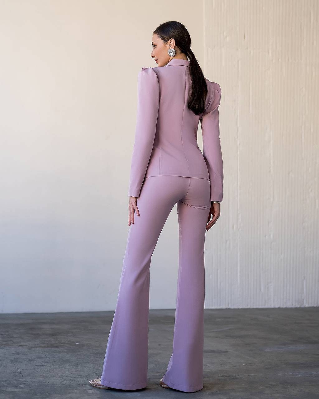 Dusty Pink Flared Pants Suit With Blazer Padded Shoulders - Etsy