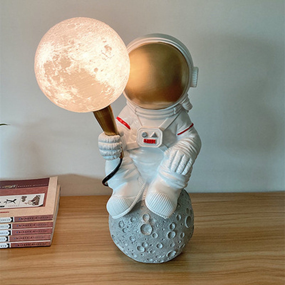 Creative Table Lamp Astronaut and Moon Night Light warm | Etsy