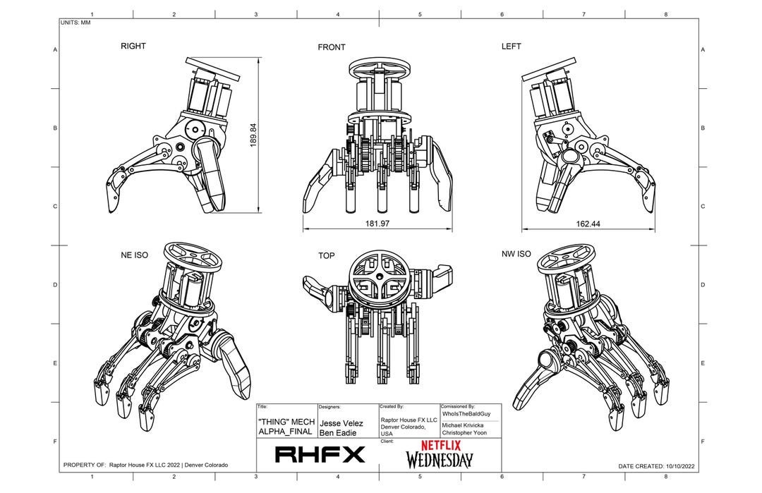 THING Animatronic Technical Drawing (PDF Download) - Etsy