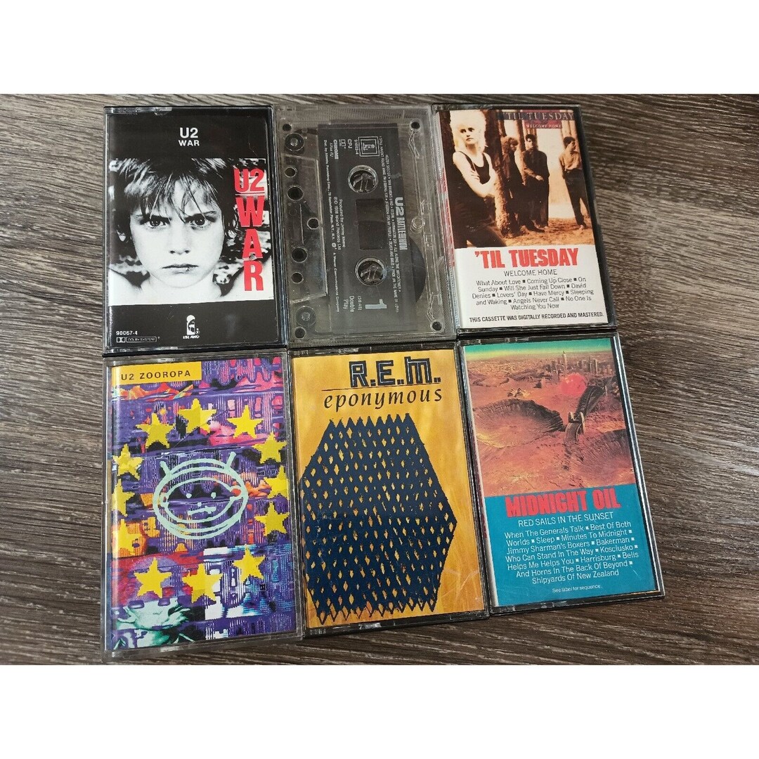 1980s Alternative Rock Cassette Tapes Lot of 6 U2, REM, Midnight Oil ...