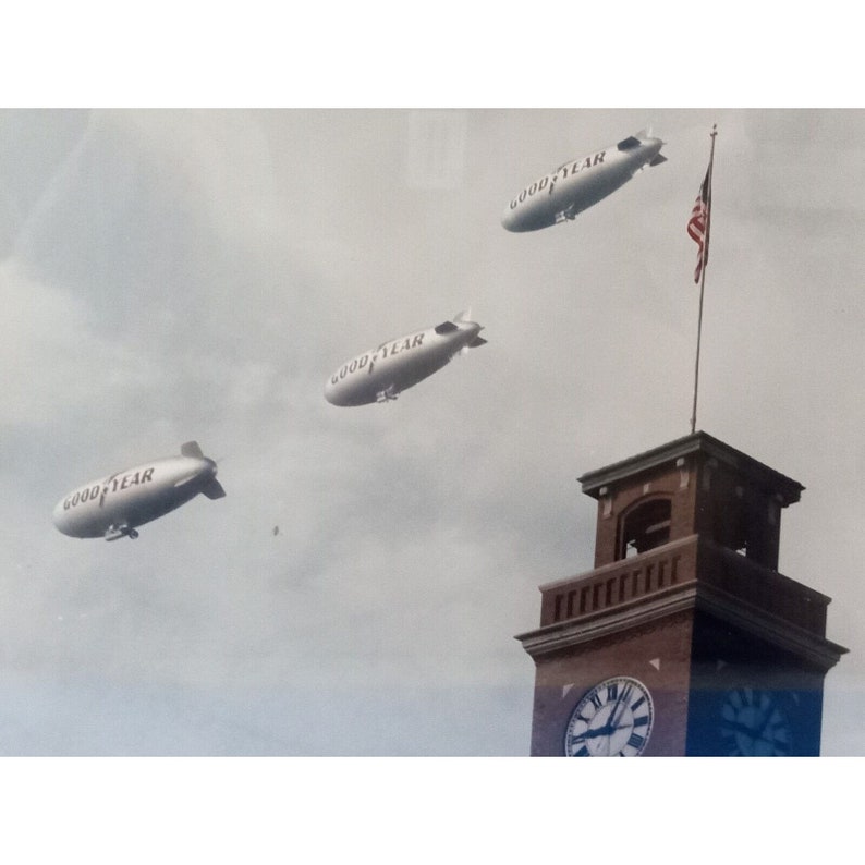 Vintage 3 Goodyear Blimps in Formation Flying Akron OH Clock Tower Framed 8x10 - Etsy
