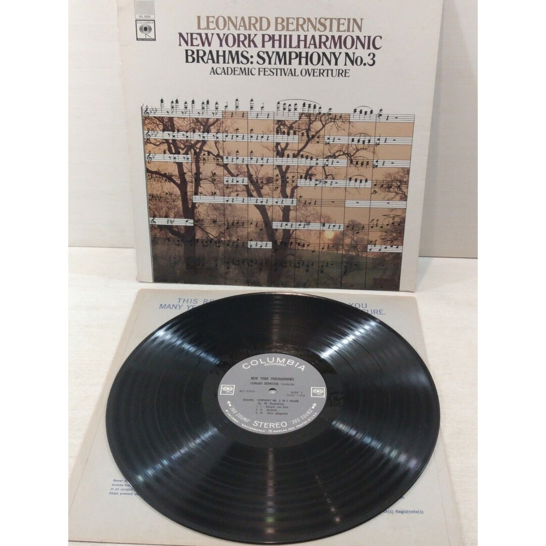 LEONARD BERNSTEIN New York Philharmonic Brahms Symphony Triple Album VG ...